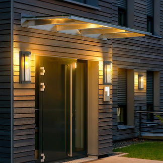 Modern Solar Waterproof Cylinder Striped Glass Outdoor LED Porch Wall Sconce Lighting Wall Lamp ...