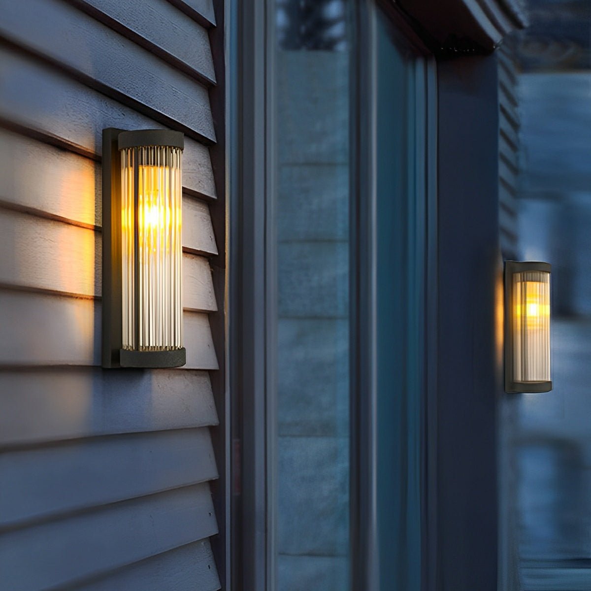 Modern Solar Waterproof Cylinder Striped Glass Outdoor LED Porch Wall ...