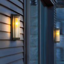 Modern Solar Waterproof Cylinder Striped Glass Outdoor LED Porch Wall Sconce Lighting Wall Lamp ...