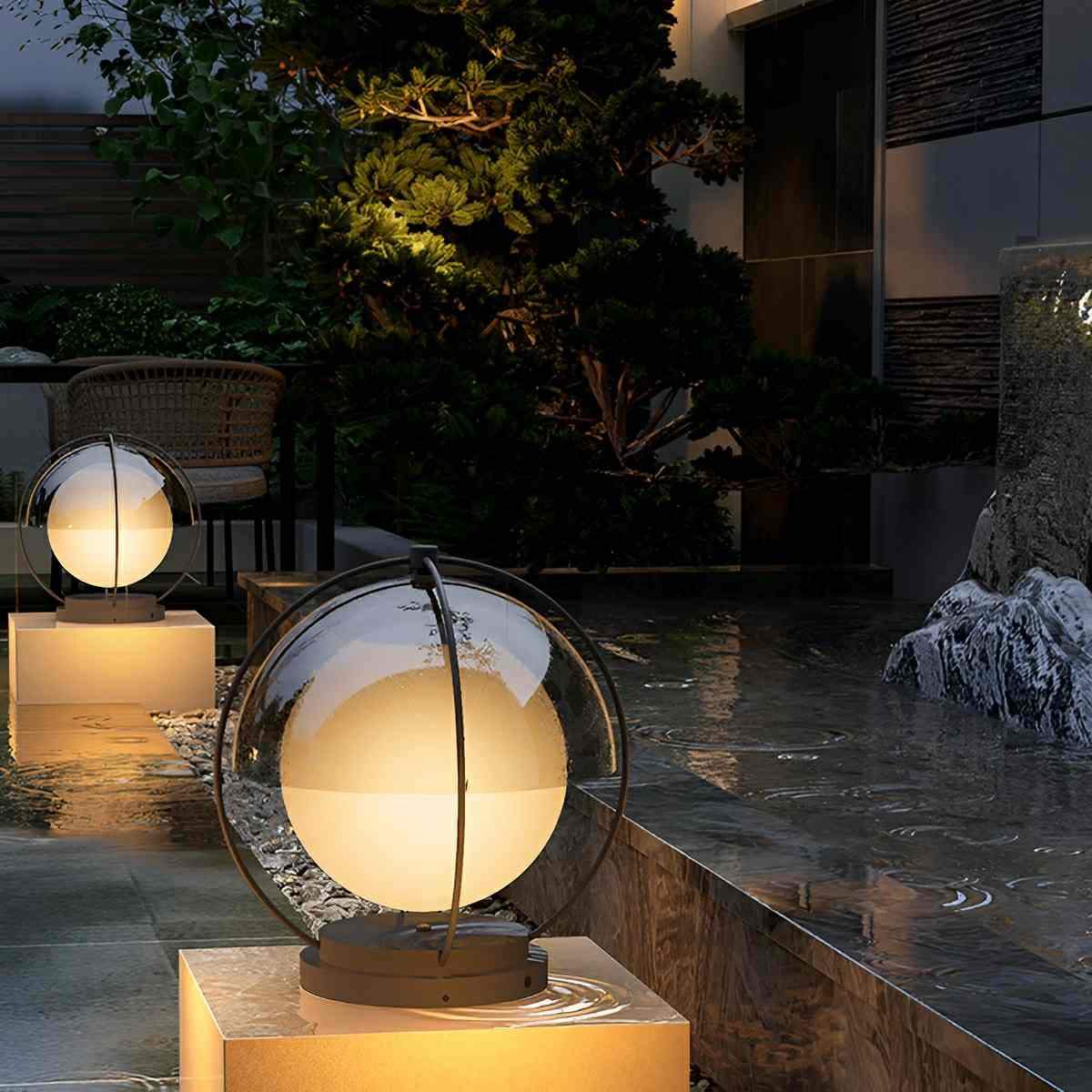 Modern Solar Waterproof Globe Planet LED Outdoor Fence Post Lights ...