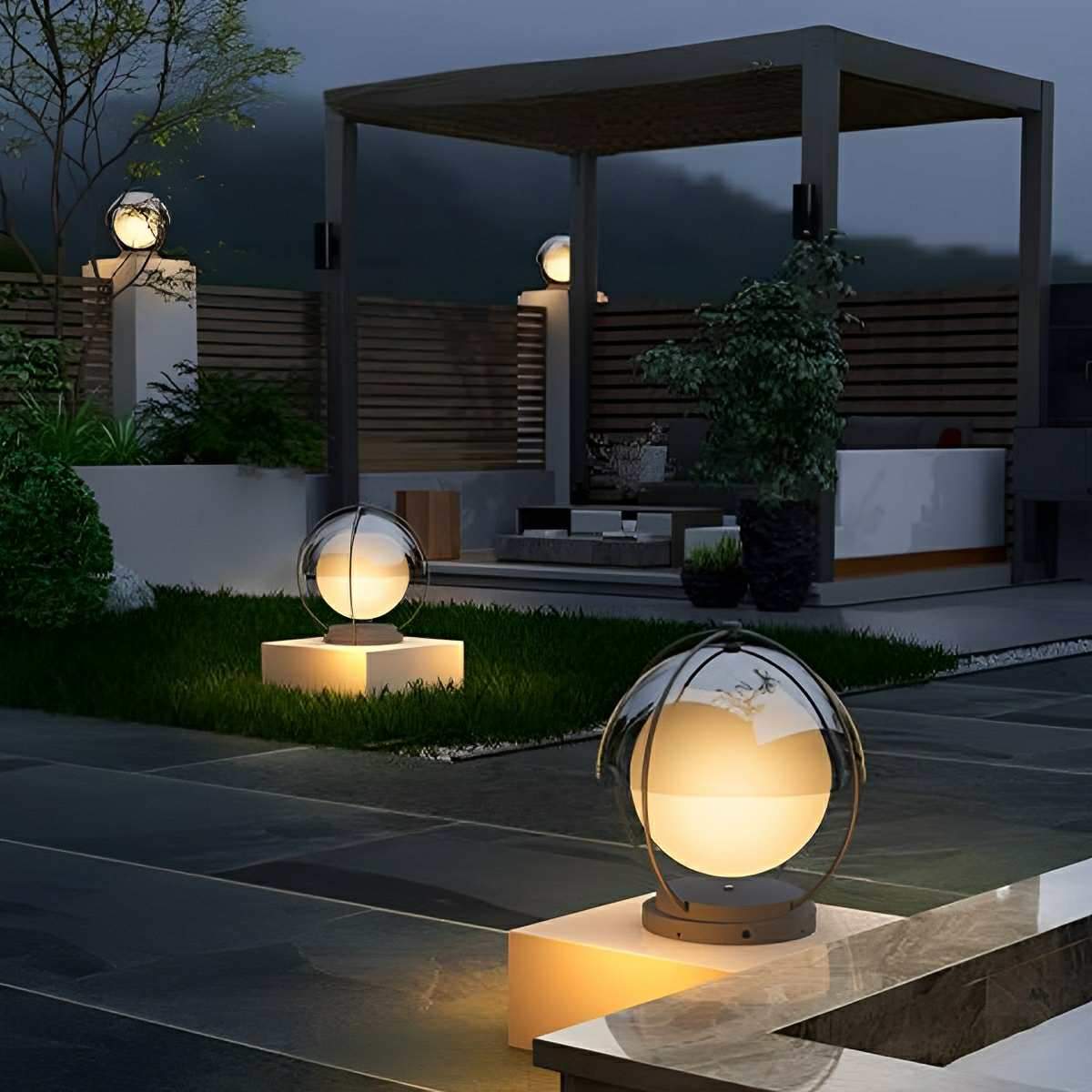 Modern Solar Waterproof Globe Planet LED Outdoor Fence Post Lights ...