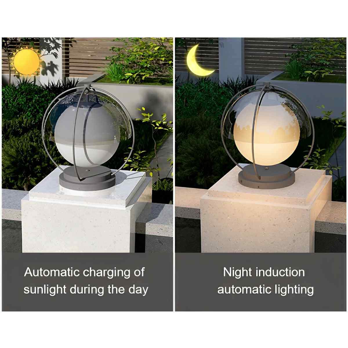 Modern Solar Waterproof Globe Planet LED Outdoor Fence Post Lights ...
