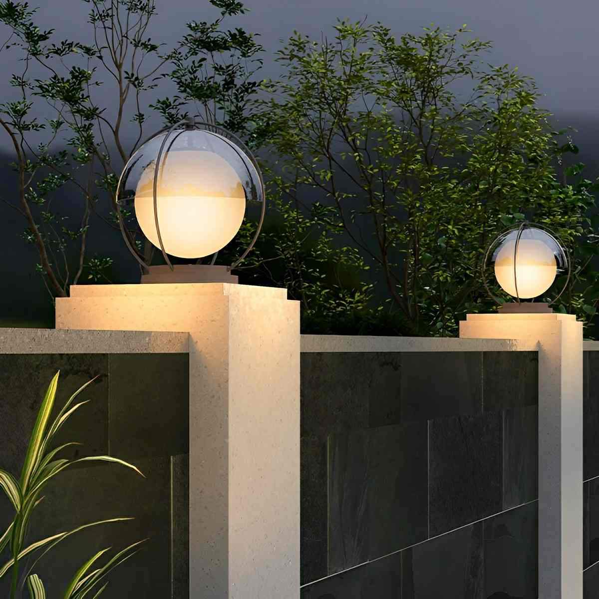 Modern Solar Waterproof Globe Planet LED Outdoor Fence Post Lights ...