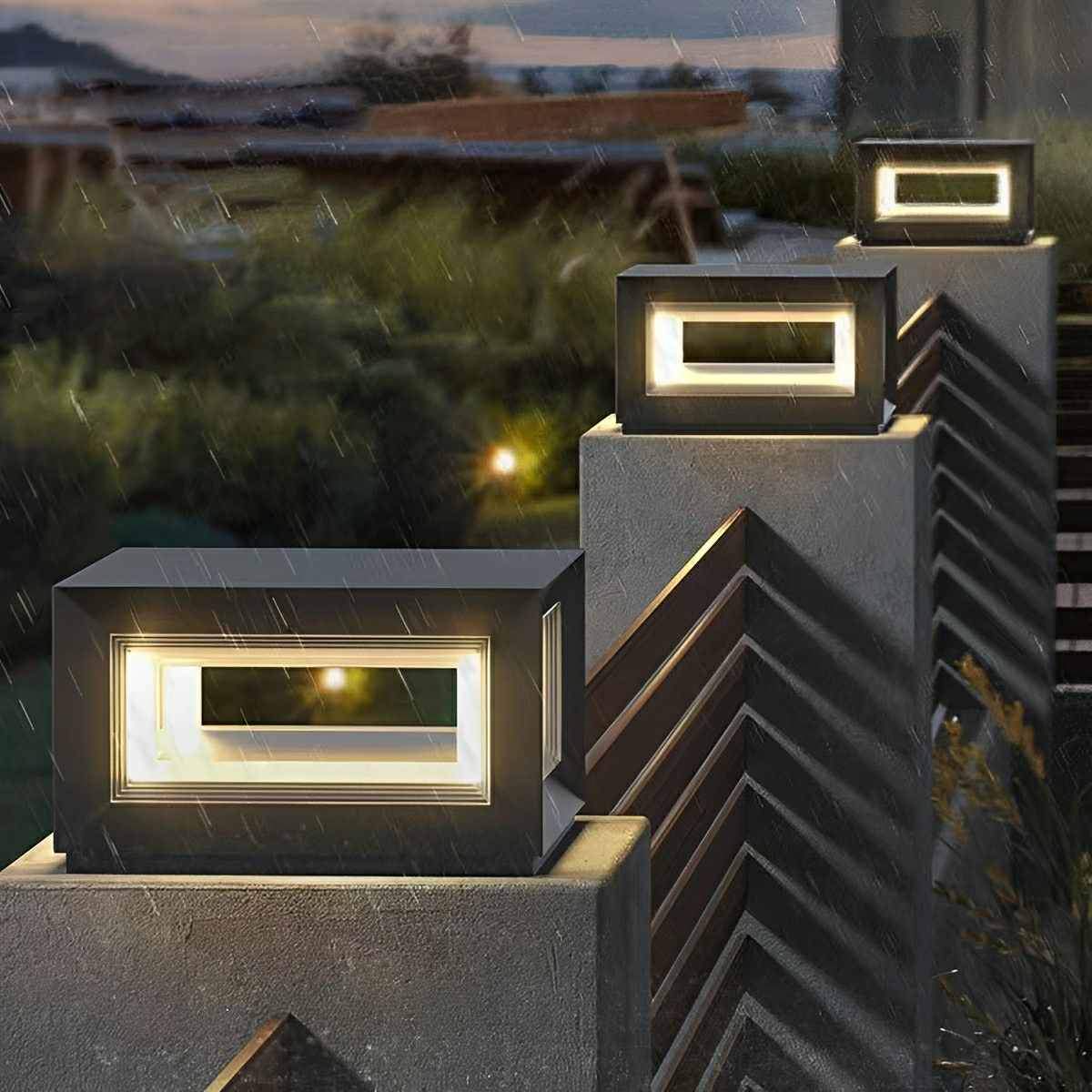 Waterproof Solar Stainless Steel Square LED Post & Pillar Lights ...
