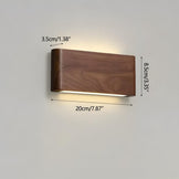 Modern Minimalist Walnut Solid Wood Rectangular LED Indoor Wall Sconce ...