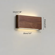 Modern Minimalist Walnut Solid Wood Rectangular LED Indoor Wall Sconce ...