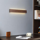 Modern Minimalist Walnut Solid Wood Rectangular LED Indoor Wall Sconce ...
