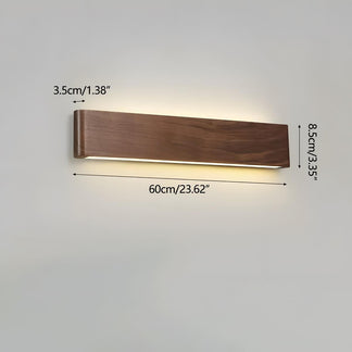 Modern Minimalist Walnut Solid Wood Rectangular LED Indoor Wall Sconce ...