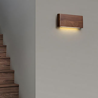 Modern Minimalist Walnut Solid Wood Rectangular LED Indoor Wall Sconce ...