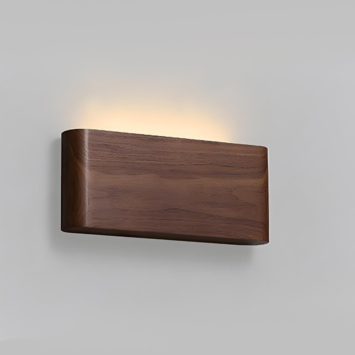 Modern Minimalist Walnut Solid Wood Rectangular LED Indoor Wall Sconce ...