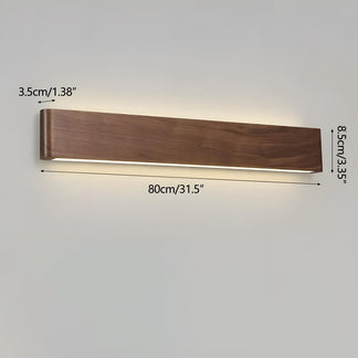 Modern Minimalist Walnut Solid Wood Rectangular LED Indoor Wall Sconce ...