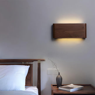 Modern Minimalist Walnut Solid Wood Rectangular LED Indoor Wall Sconce ...