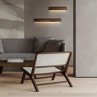 Modern Minimalist Walnut Solid Wood Rectangular LED Indoor Wall Sconce ...