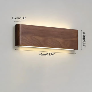 Modern Minimalist Walnut Solid Wood Rectangular LED Indoor Wall Sconce ...