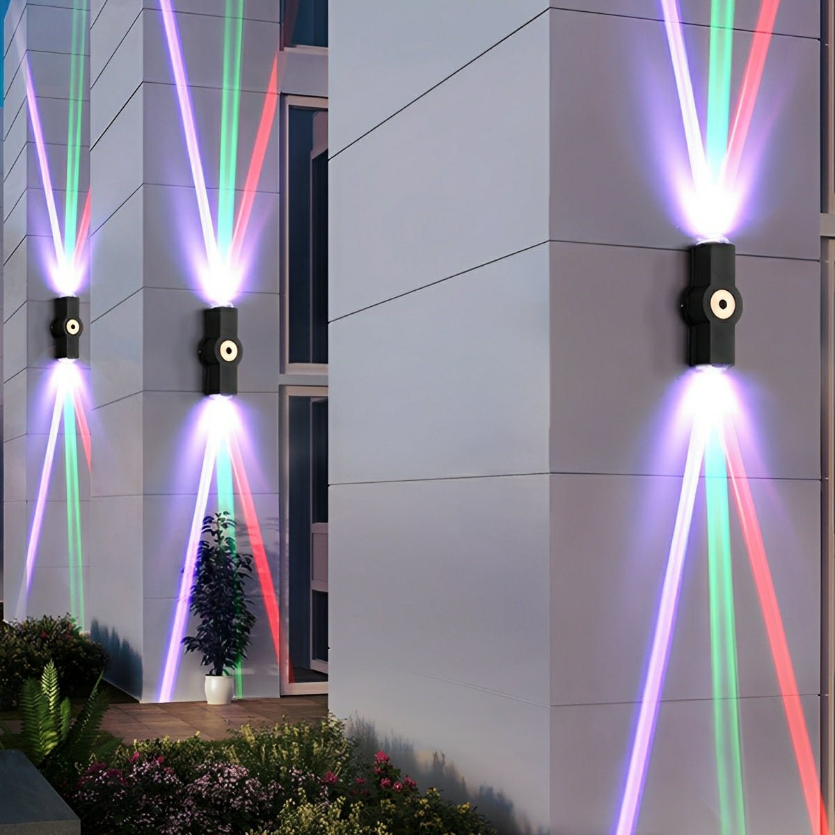 Modern Waterproof Colorful Outdoor LED Wall Lights Cross Multiple Beams ...