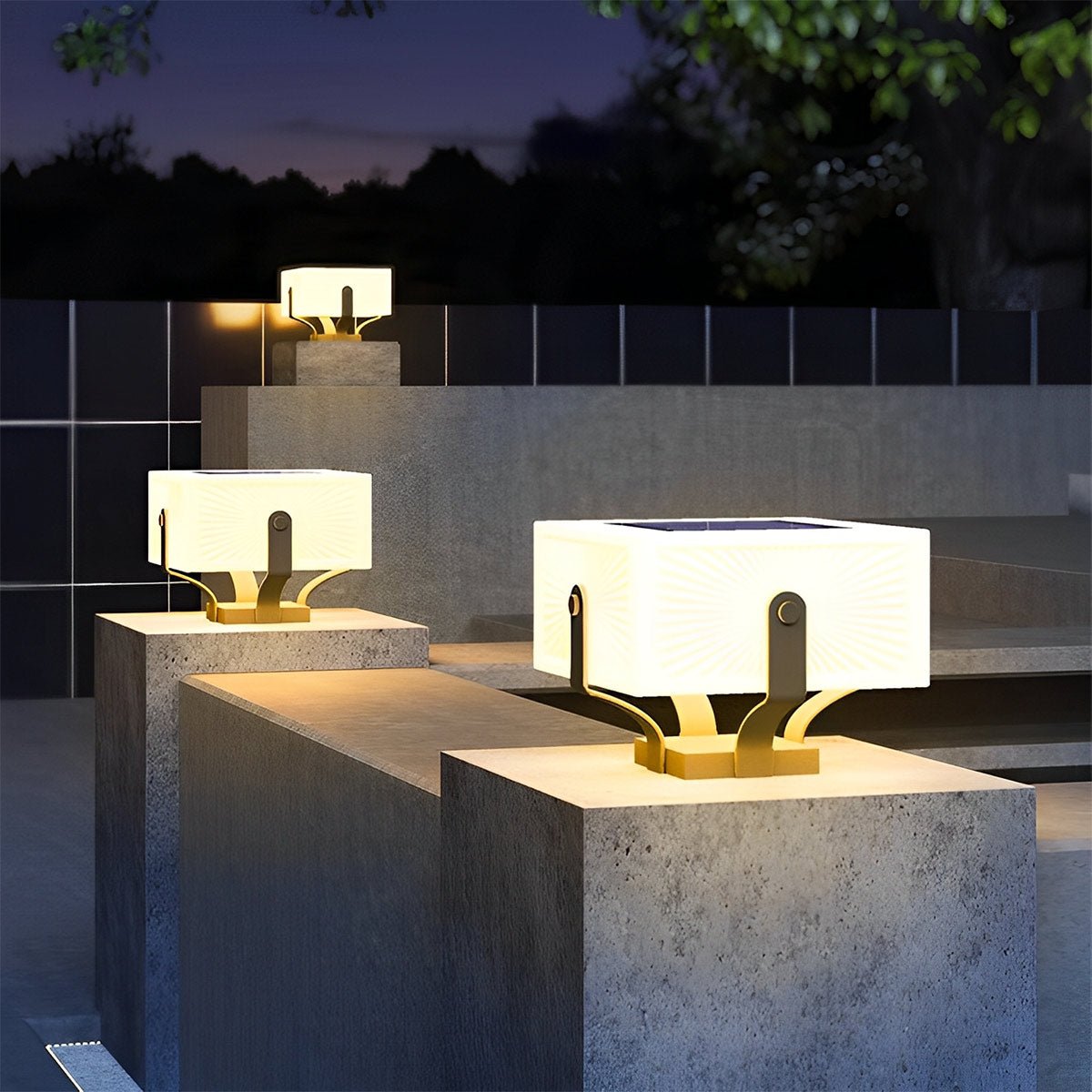 Waterproof White Square LED Post Lights – Modern Outdoor Solar or ...