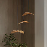 Wood Style Lotus Leaf LED Pendant Light,Adjustable Height – Flyachilles