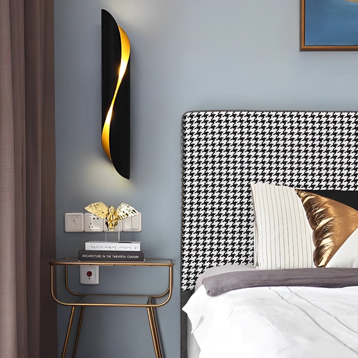 Nordic Unique Arc Background Curled Metal Up and Down Wall Bedside ...