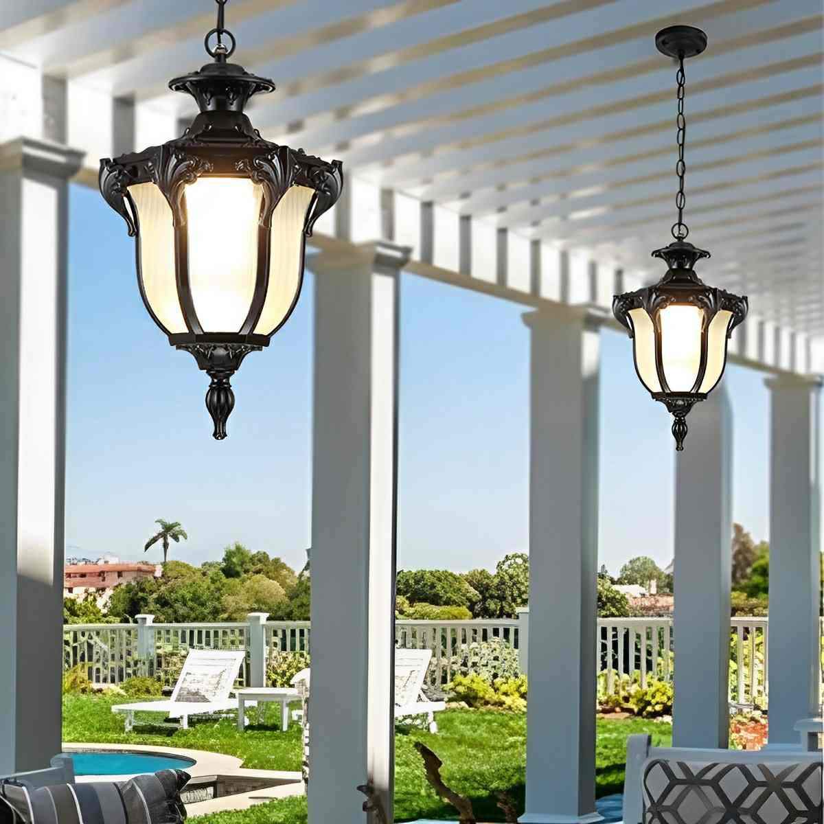 Outdoor Vintage Glass Waterproof LED Ceiling Pendant Lights Hallway ...