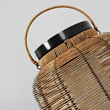 Portable Lantern Rattan LED Waterproof Solar Outdoor Lights Floor Lamp ...