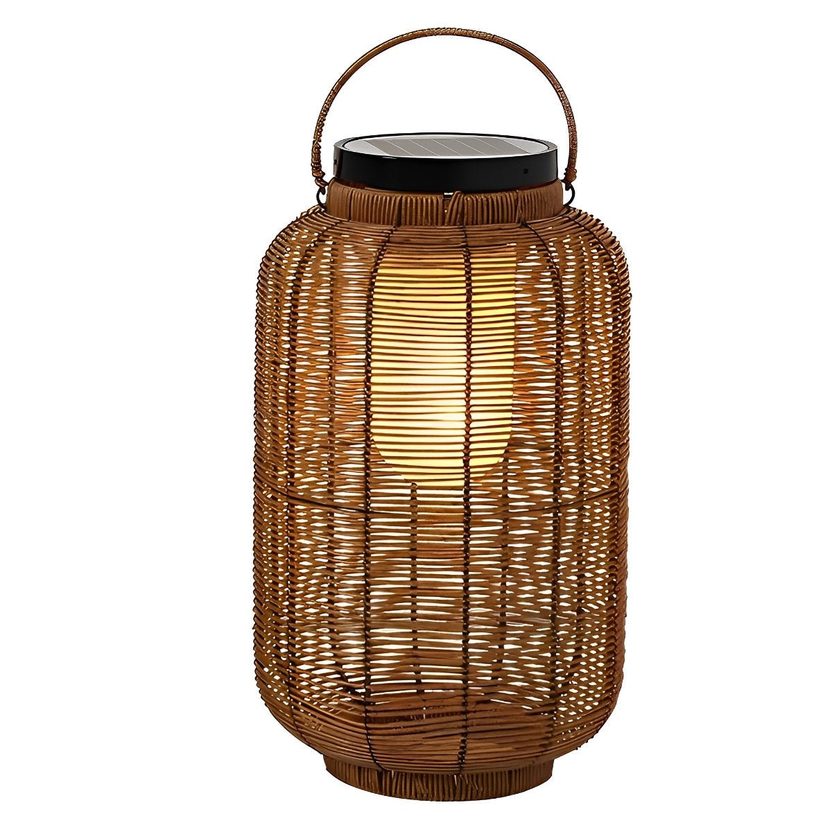 Portable Lantern Rattan LED Waterproof Solar Outdoor Lights Floor Lamp ...