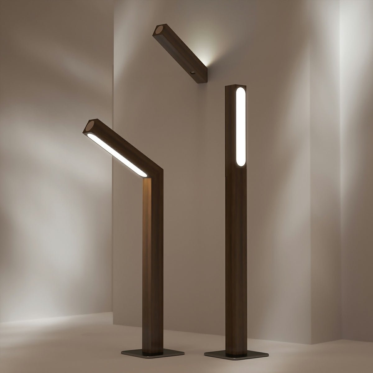 Portable Modern Minimalist LED Dimming Light Strip Walnut Wood Table ...