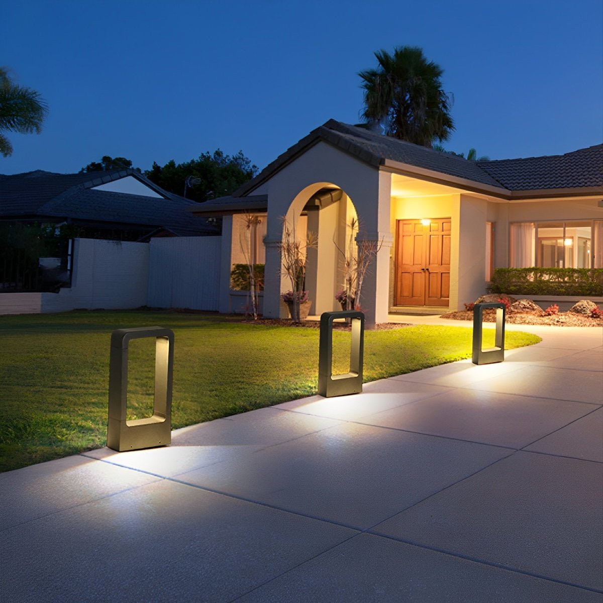 Rectangular Frame Waterproof LED Black Modern Bollard Lawn Lights Post ...