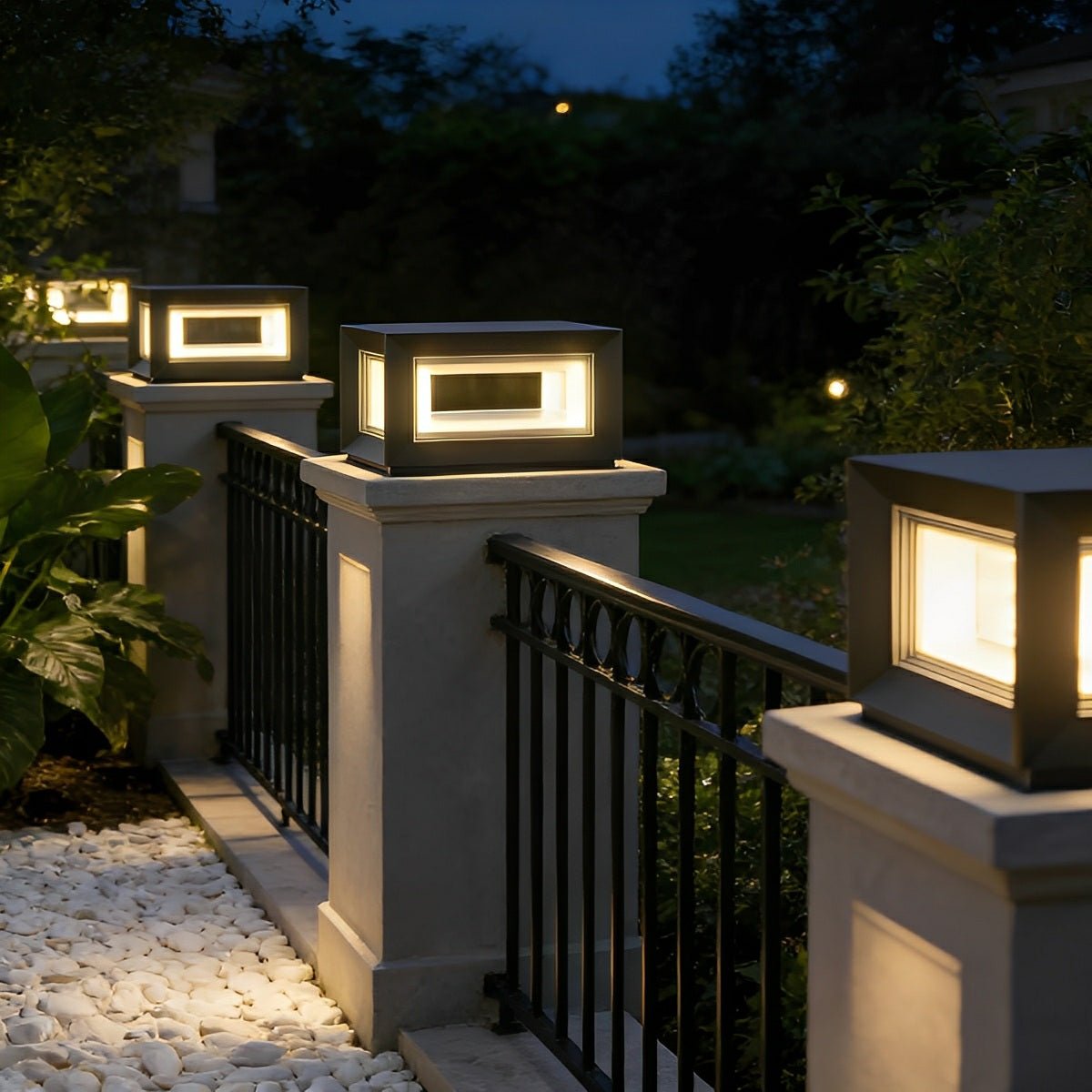 Waterproof Solar Stainless Steel Square LED Post & Pillar Lights ...