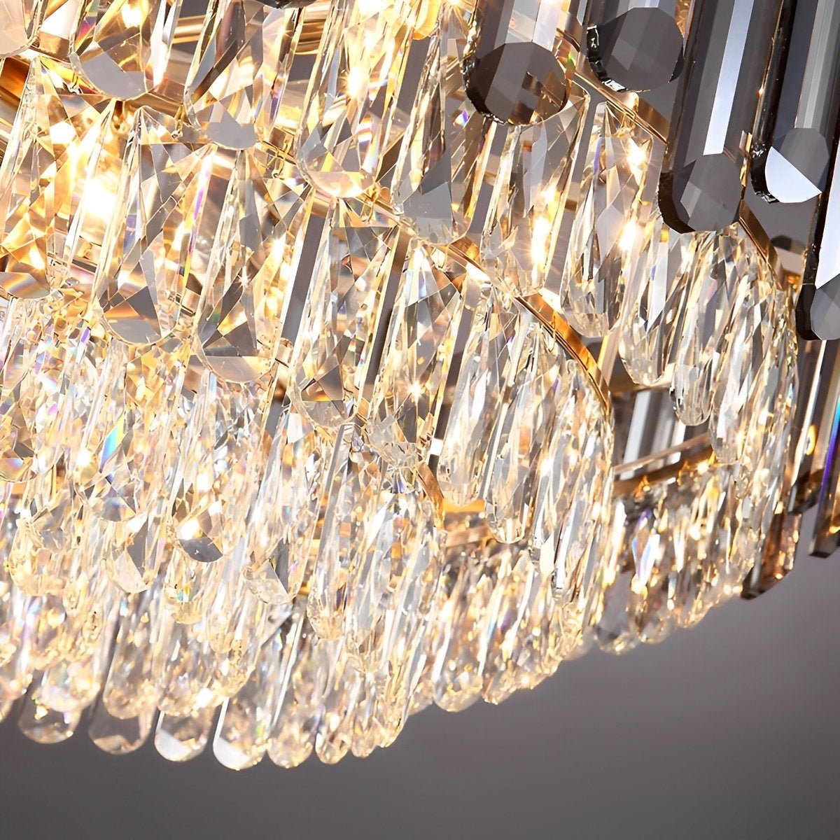 Round Oval Multi-layer Crystal Electroplating Metal Modern Chandelier ...