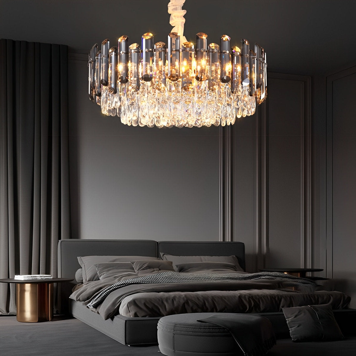 Round Oval Multi-layer Crystal Electroplating Metal Modern Chandelier ...