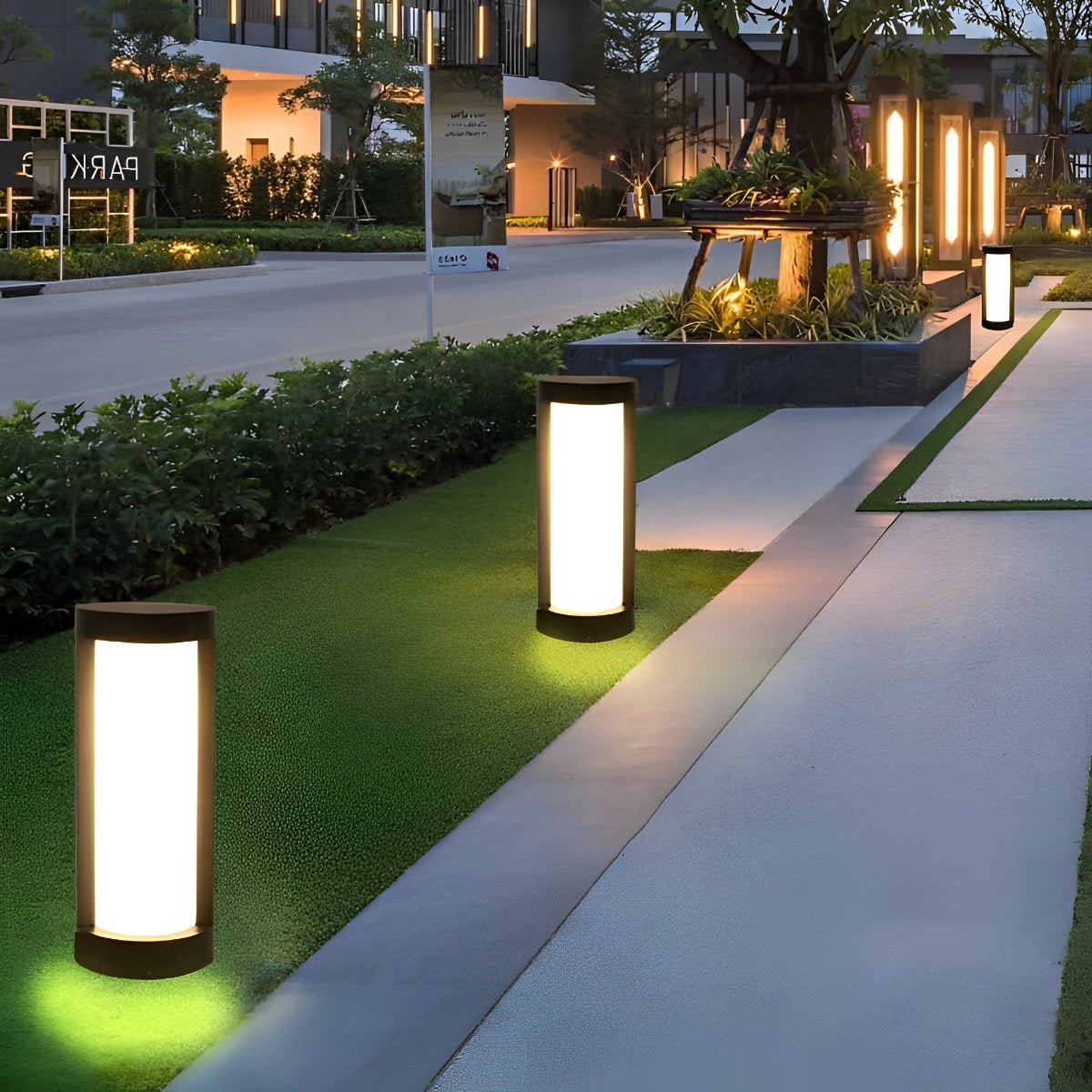 Cylinder Waterproof LED Solar Modern Outdoor Pathway Lights Post Lights ...