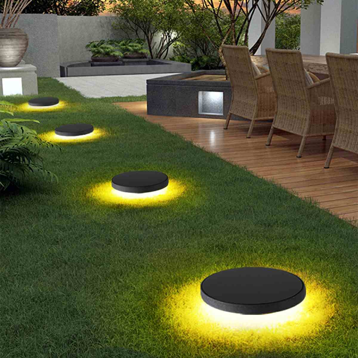 Solar Led Circular Luminous Waterproof Embedded Ground Lights Outdoor ...