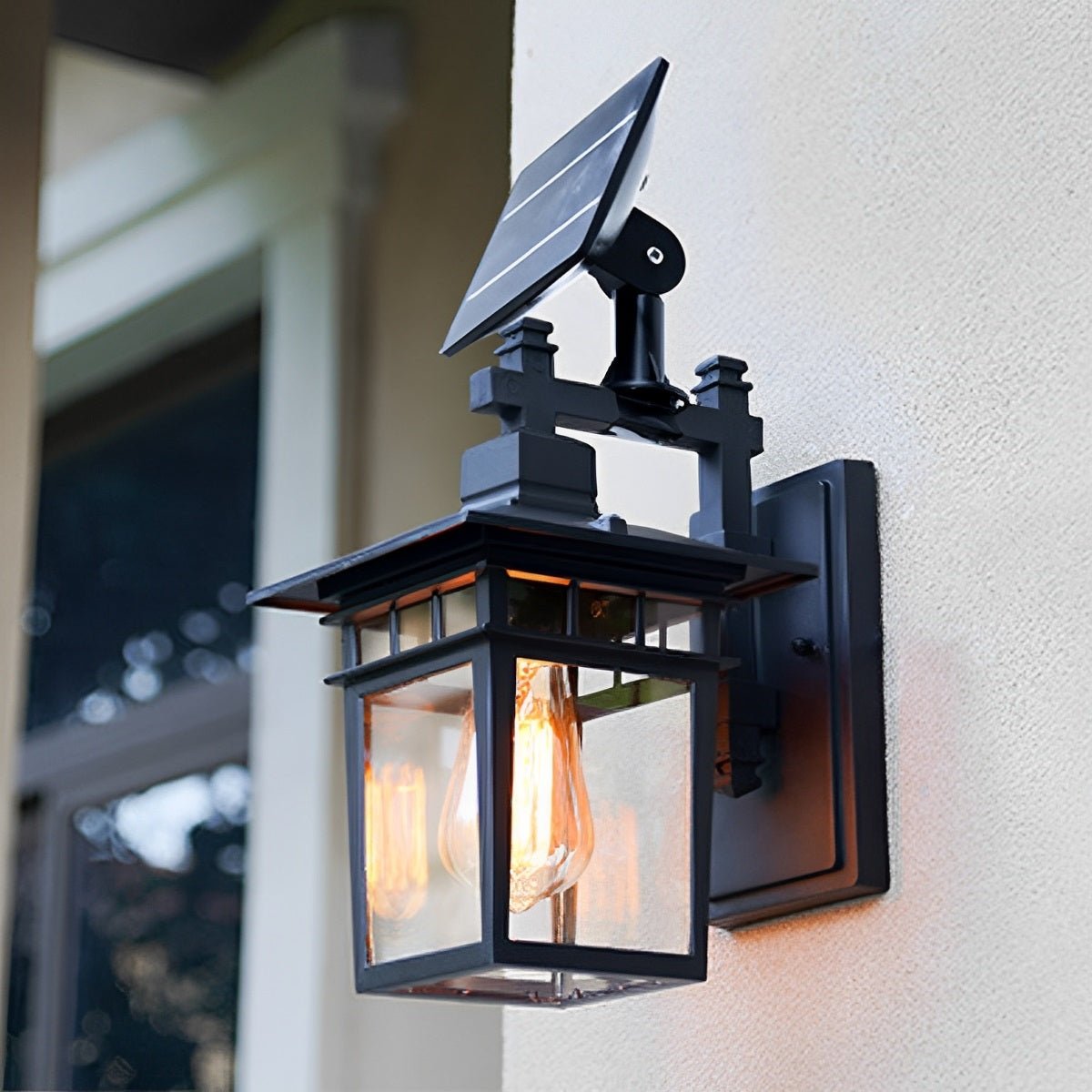 Solar Rustic Square Waterproof Outdoor LED Porch Wall Lamp Vintage Wall ...