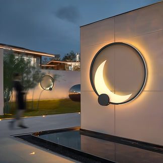 Solar Waterproof Crescent Moon LED Round Outdoor Wall Sconces Wall ...