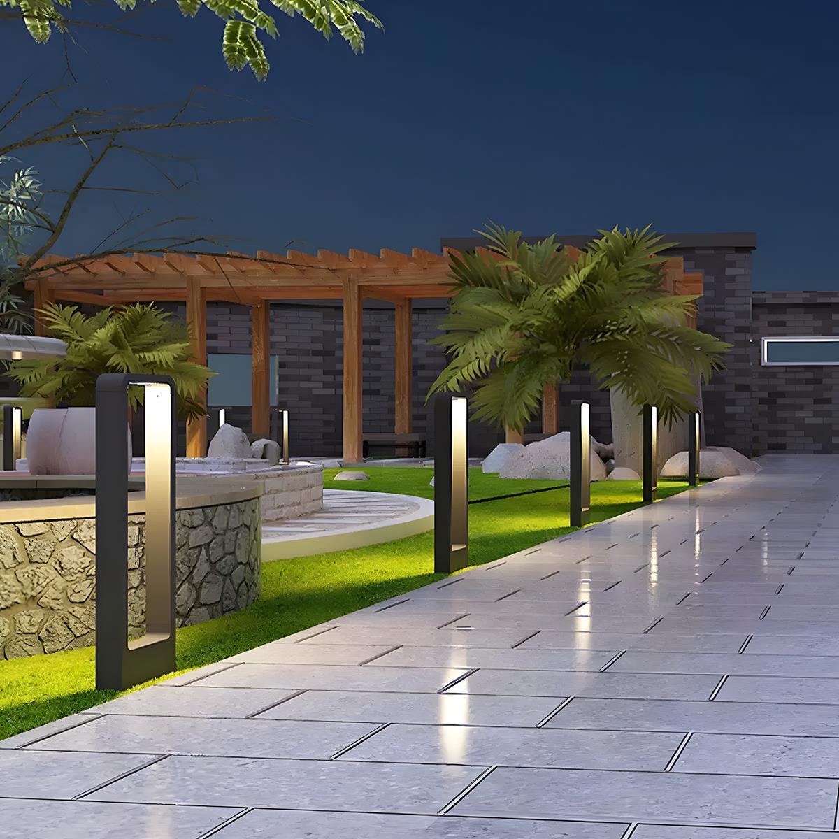 Waterproof Solar Modern Hollow LED Outdoor Post Light Rectangular ...