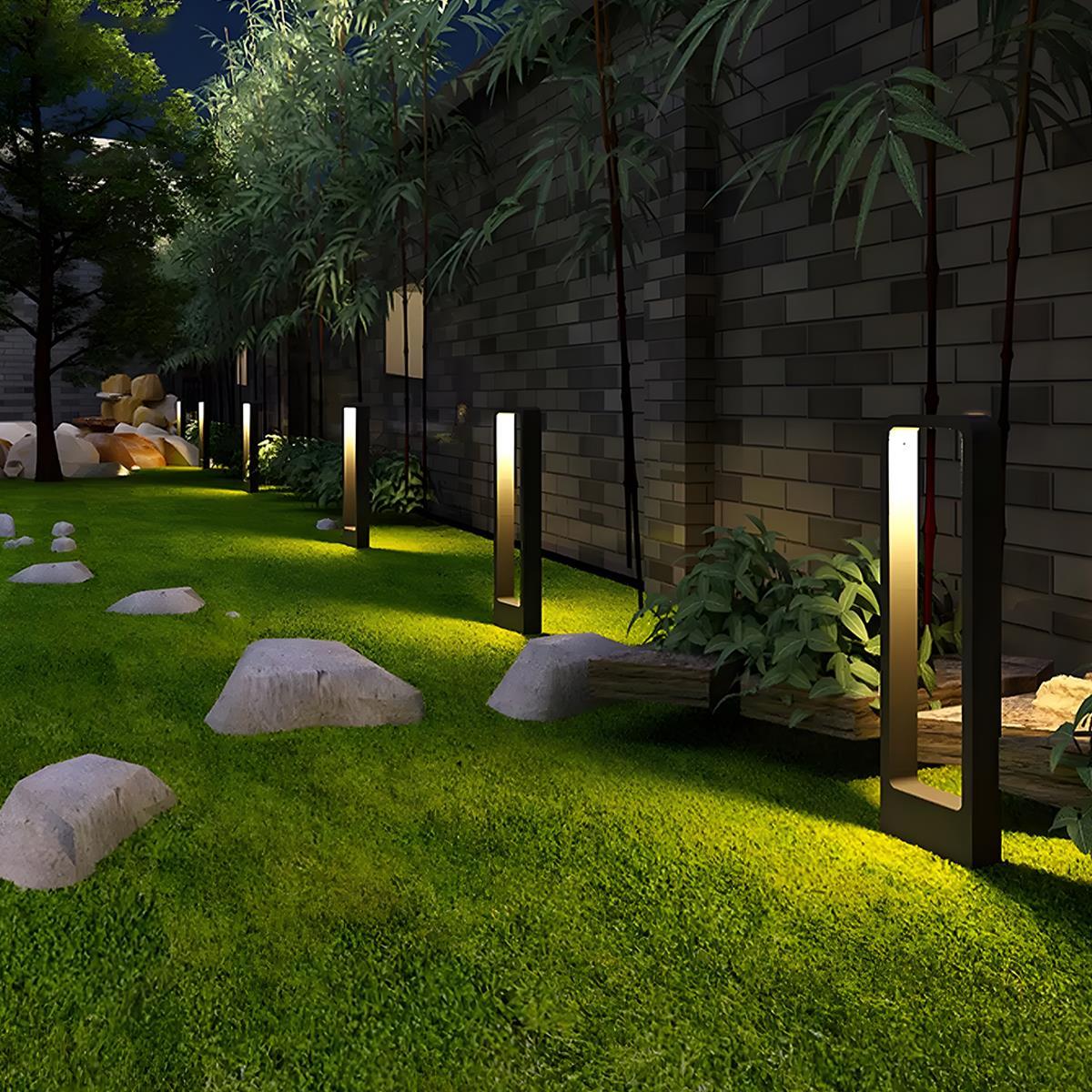 Waterproof Solar Modern Hollow LED Outdoor Post Light Rectangular ...