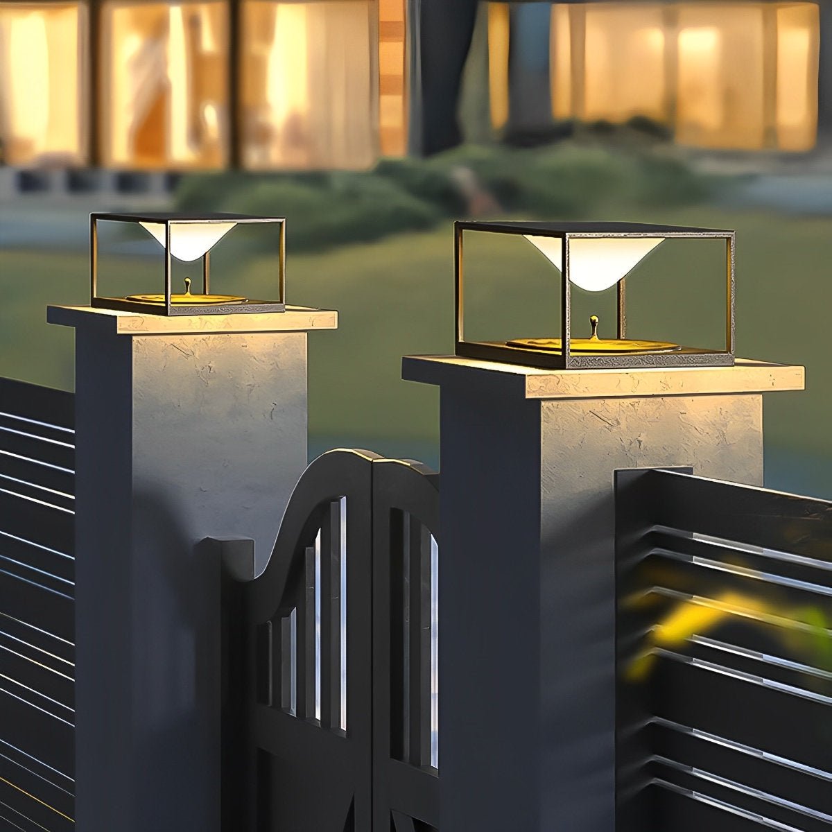 Solar LED Waterproof Cube Dripping Raindrop Outdoor Post Lights Pillar ...