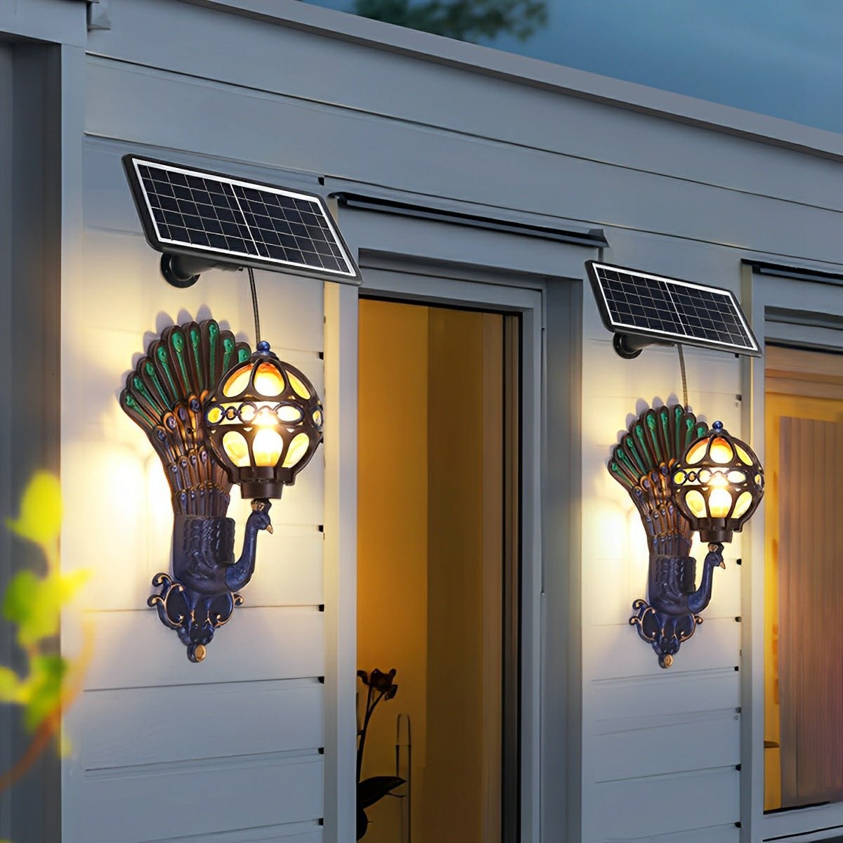 Solar Waterproof Vintage Peacock Outdoor LED Porch Wall Scone Lights ...