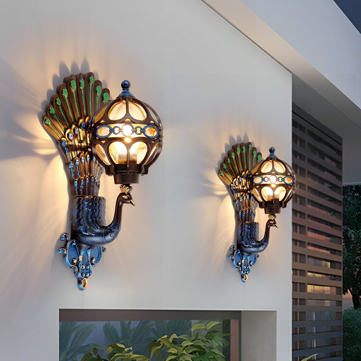 Solar Waterproof Vintage Peacock Outdoor LED Porch Wall Scone Lights ...