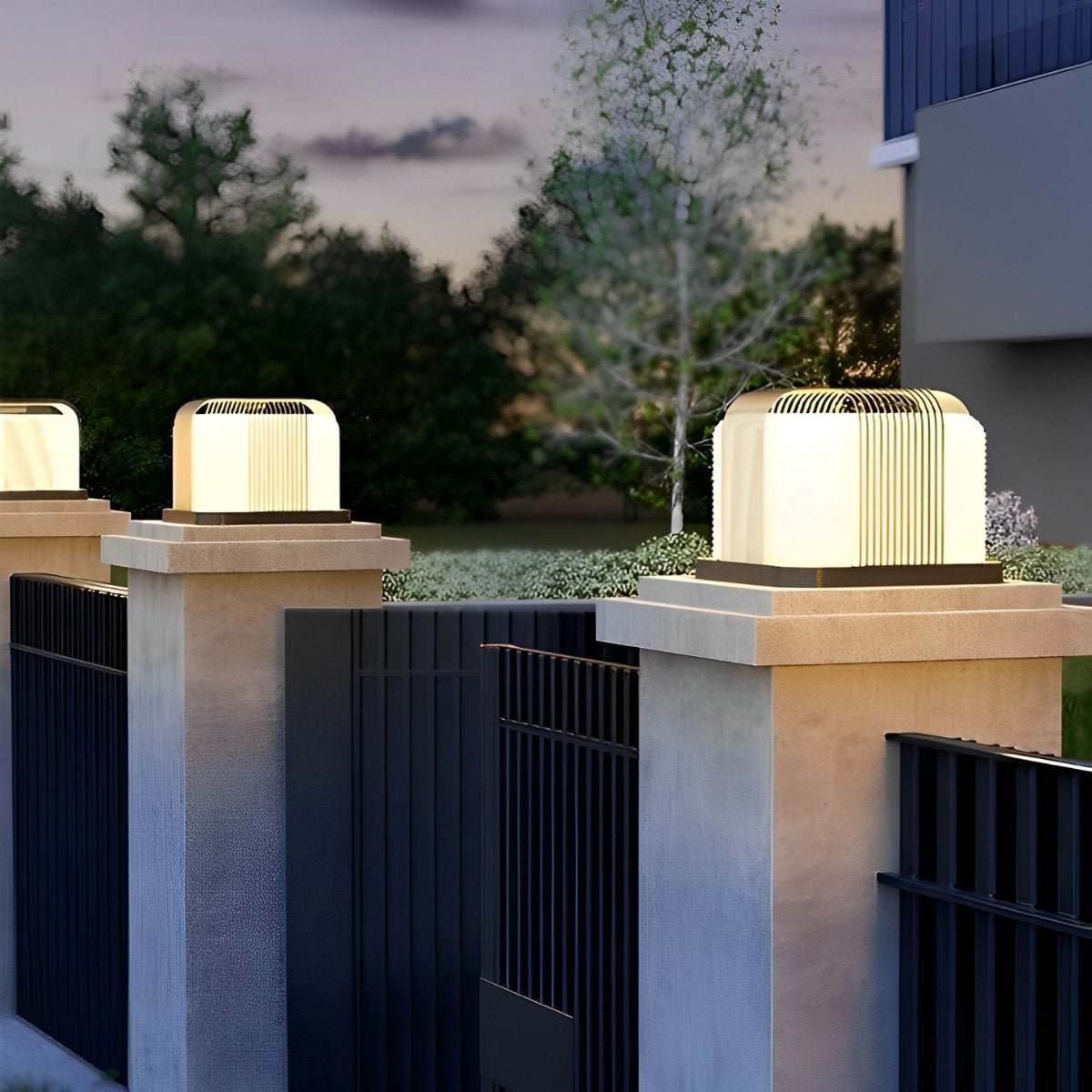 Square Creative LED Waterproof Modern Solar Fence Post Lights Column ...