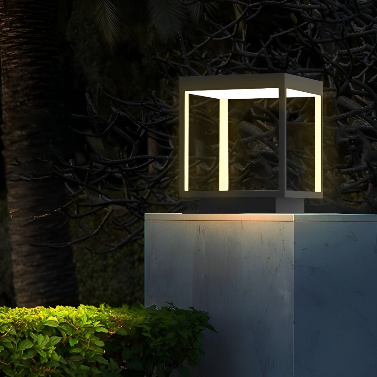 Solar Waterproof Square Hollow LED Post Cap Light Column Lamp Pillar ...