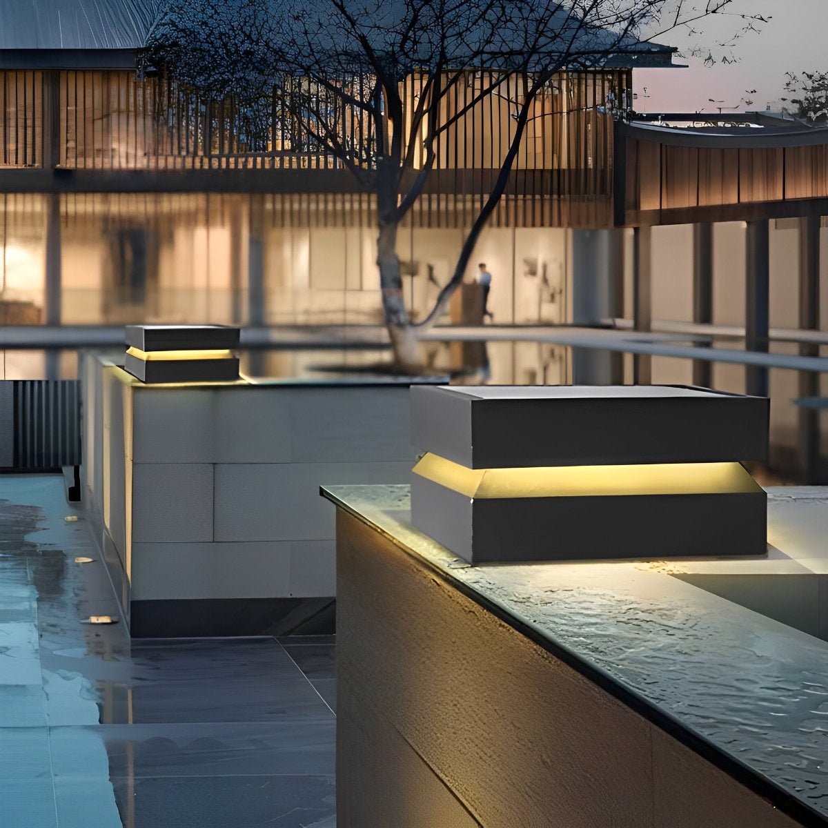 Square LED Waterproof Modern Solar Post Caps Light Pillar Light Column ...