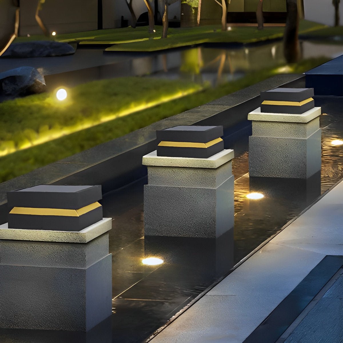 Square LED Waterproof Modern Solar Post Caps Light Pillar Light Column ...