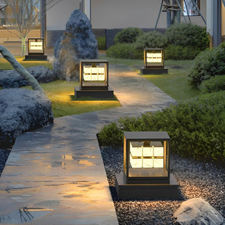 Square Hollow LED Waterproof Outdoor Solar Deck Lights Pillar Light ...