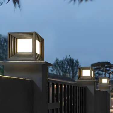 Square Loop Creative Waterproof LED Black Modern Solar Post Caps Lights ...