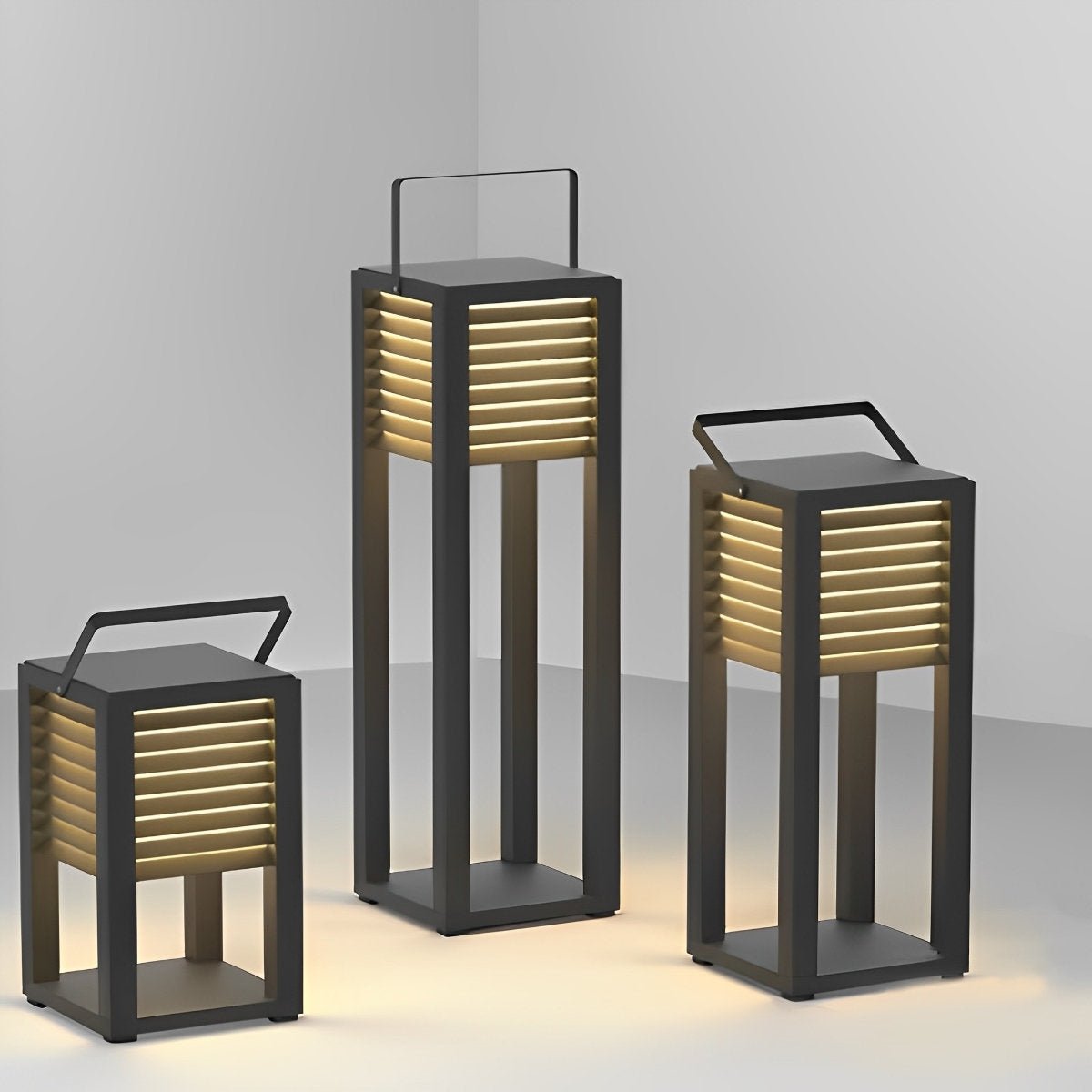 Solar Square Waterproof LED Black Modern Portable Lawn Lamp Landscape ...