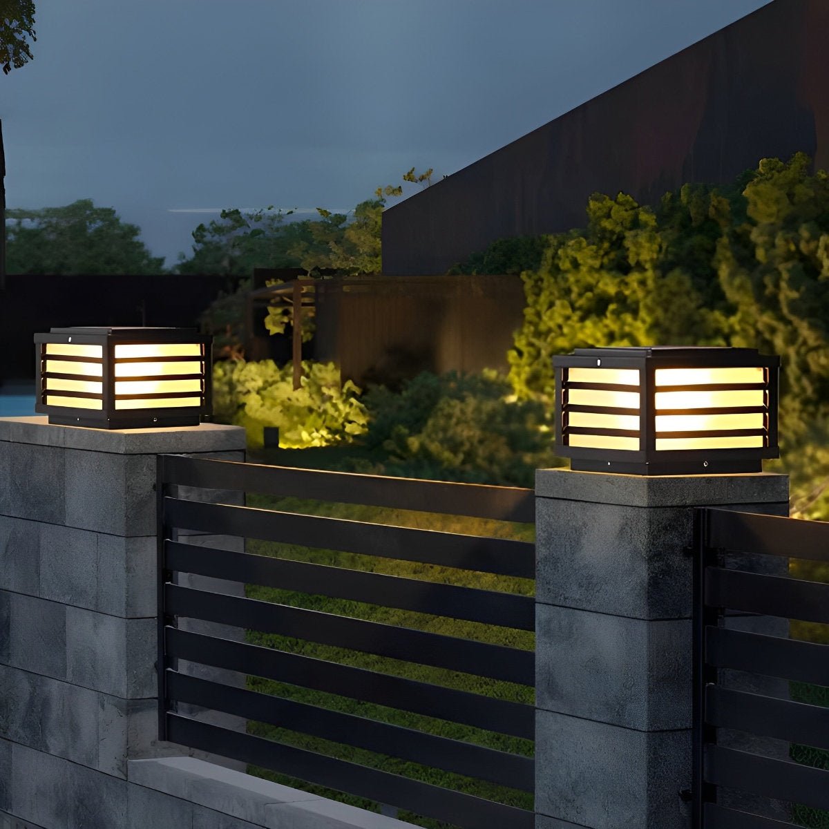 Square Waterproof LED Solar Fence Post Lights Column Lantern Pillar ...