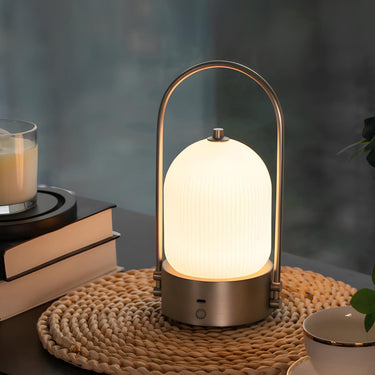 Touch Sensitive LED Dimmable Rechargeable Table Lamp Bell Shape Night ...