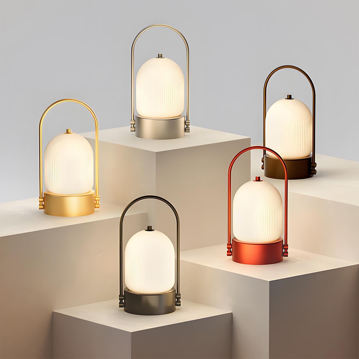 Touch Sensitive LED Dimmable Rechargeable Table Lamp Bell Shape Night ...