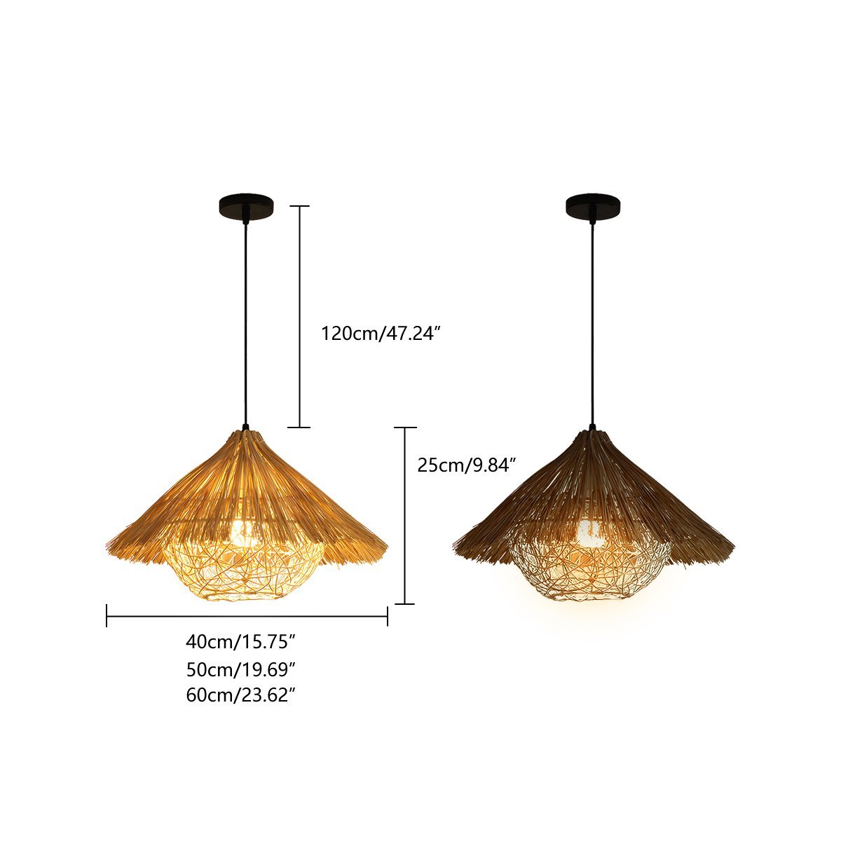 Vintage Rattan Weave Bird's Nest Pendant Lights Ceiling Lamp Dinning Room – Flyachilles